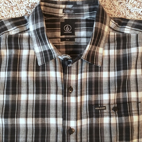 Volcom | Shirts | Nwt Volcom Long Sleeve Navy Blue White Flannel M ...